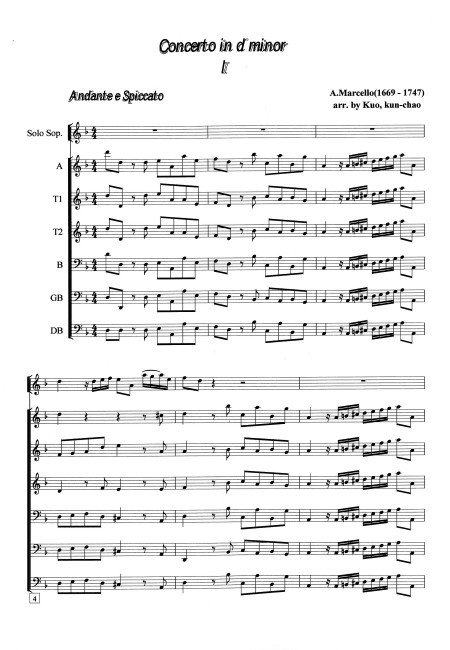 Concerto in d minor for Soprano Recorder & Recorder Orchestra (ESB)(7R)