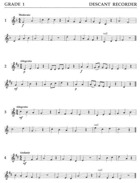 Specimen Sight-Reading Tests for Recorder / Descant and Treble / Grades ...