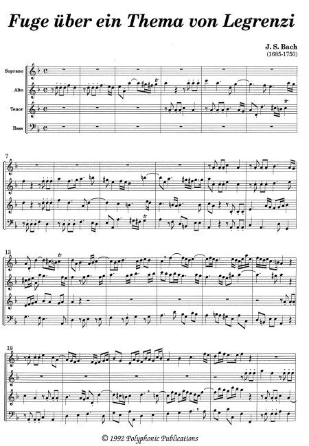 Fuge uber ein Thema von Legrenzi (4R)(SATB)-音樂園