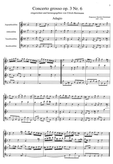 Concerto grosso op. 3 Nr. 6 (4R)(SATB)-音樂園
